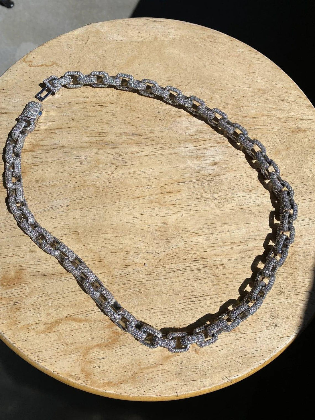 12MM White Gold Round Moissanite Linking Design Cuban Link Chain Neckl ...