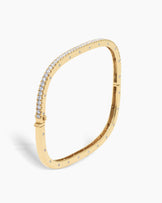 14k Solid Gold Lab Grown Single Row Diamond Bangle Bracelet
