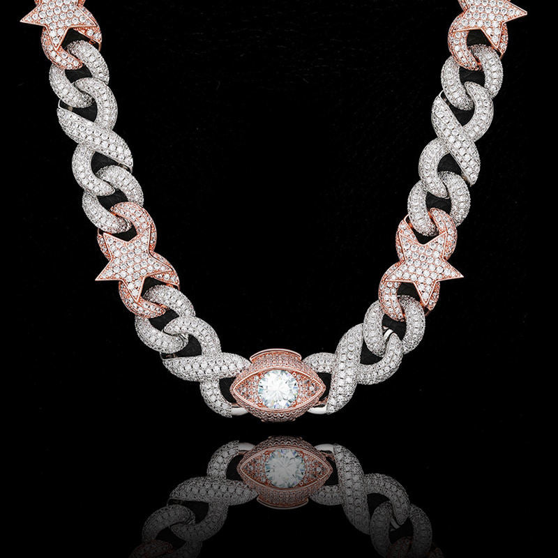 20mm Golden Star Infinity Special Bail Miami Cuban Chain Iced Out Neck ...