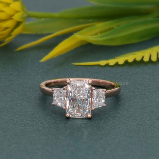 2Ct Radiant Cut Lab Grown Side Trapezoid Engagement Ring | JBR Jeweler